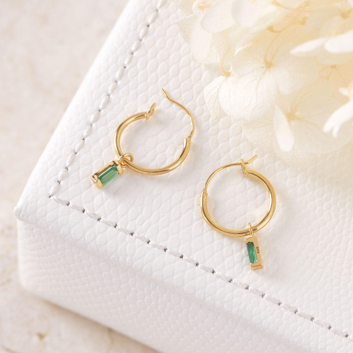 Lumen Green Onyx Hoops Gold - Midsummer Star Wholesale