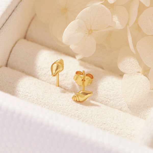 Conch Seashell Studs Gold - Midsummer Star Wholesale